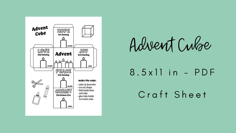 Advent Cube, Christian Crafts, Crafts for Kids Printable, Digital ...