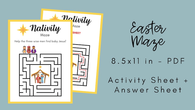 Nativity Maze, Christmas Activity Sheets Printable, Kids Printable ...