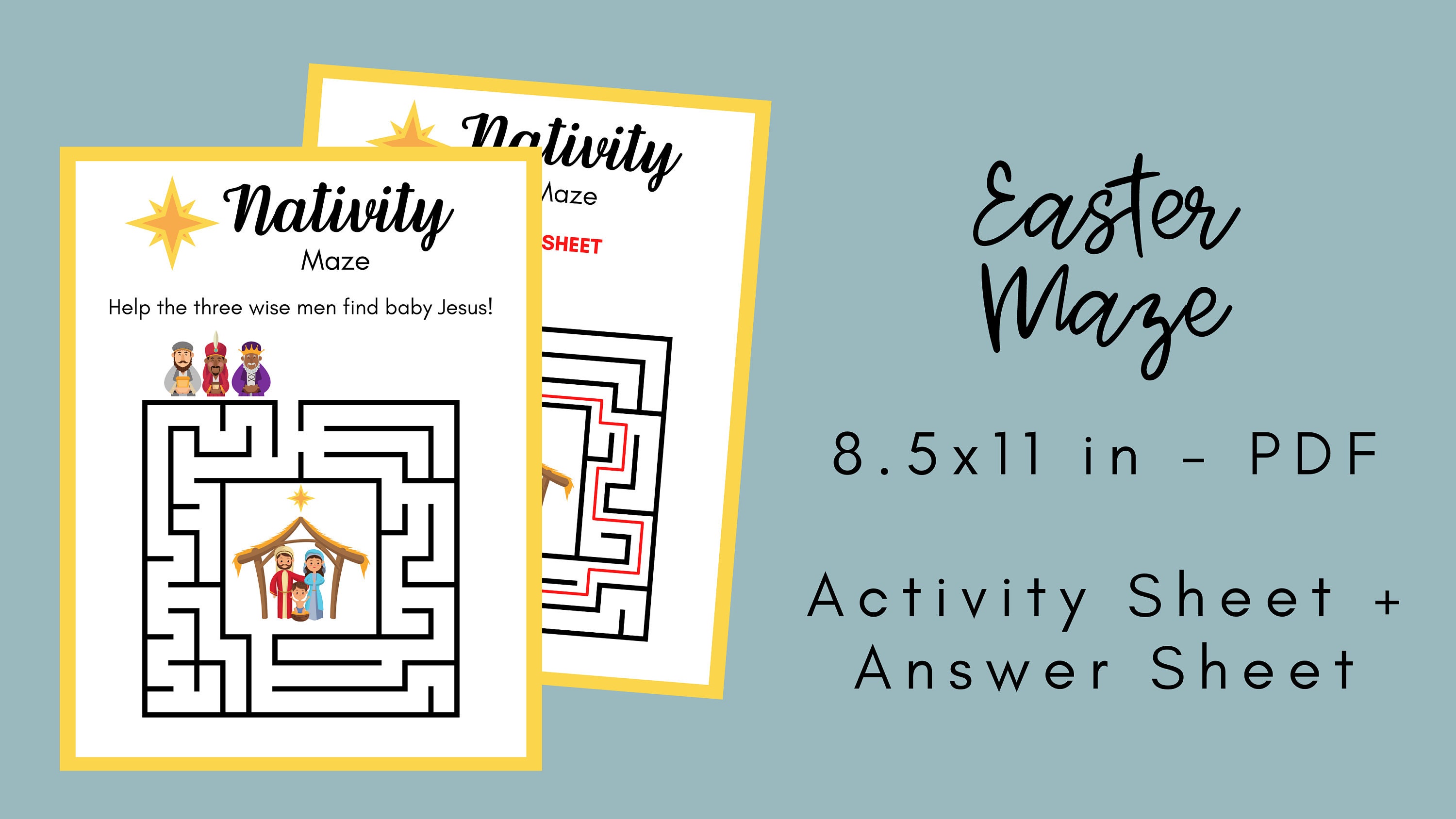 Nativity Maze, Christmas Activity Sheets Printable, Kids Printable ...