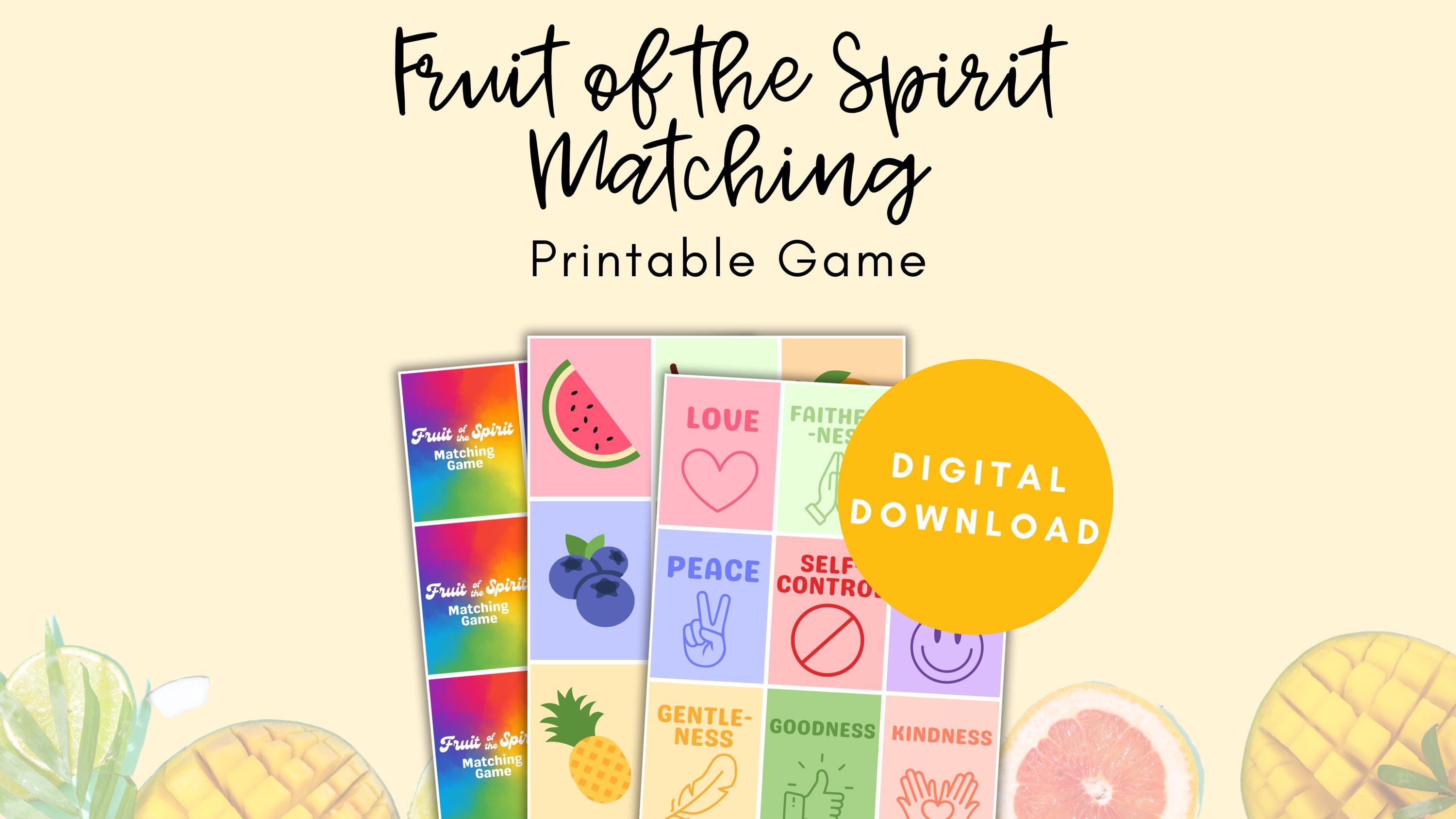 Fruit of the Spirit Matching Game Cards, Memory Matching Game ...