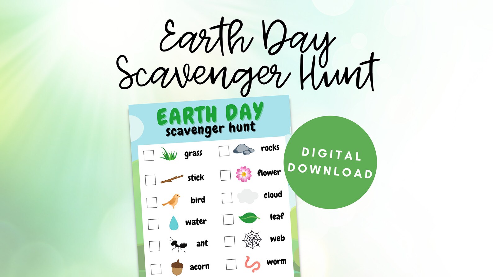 Earth Day Scavenger Hunt, Nature Scavenger Hunt Printable, Earth Day ...
