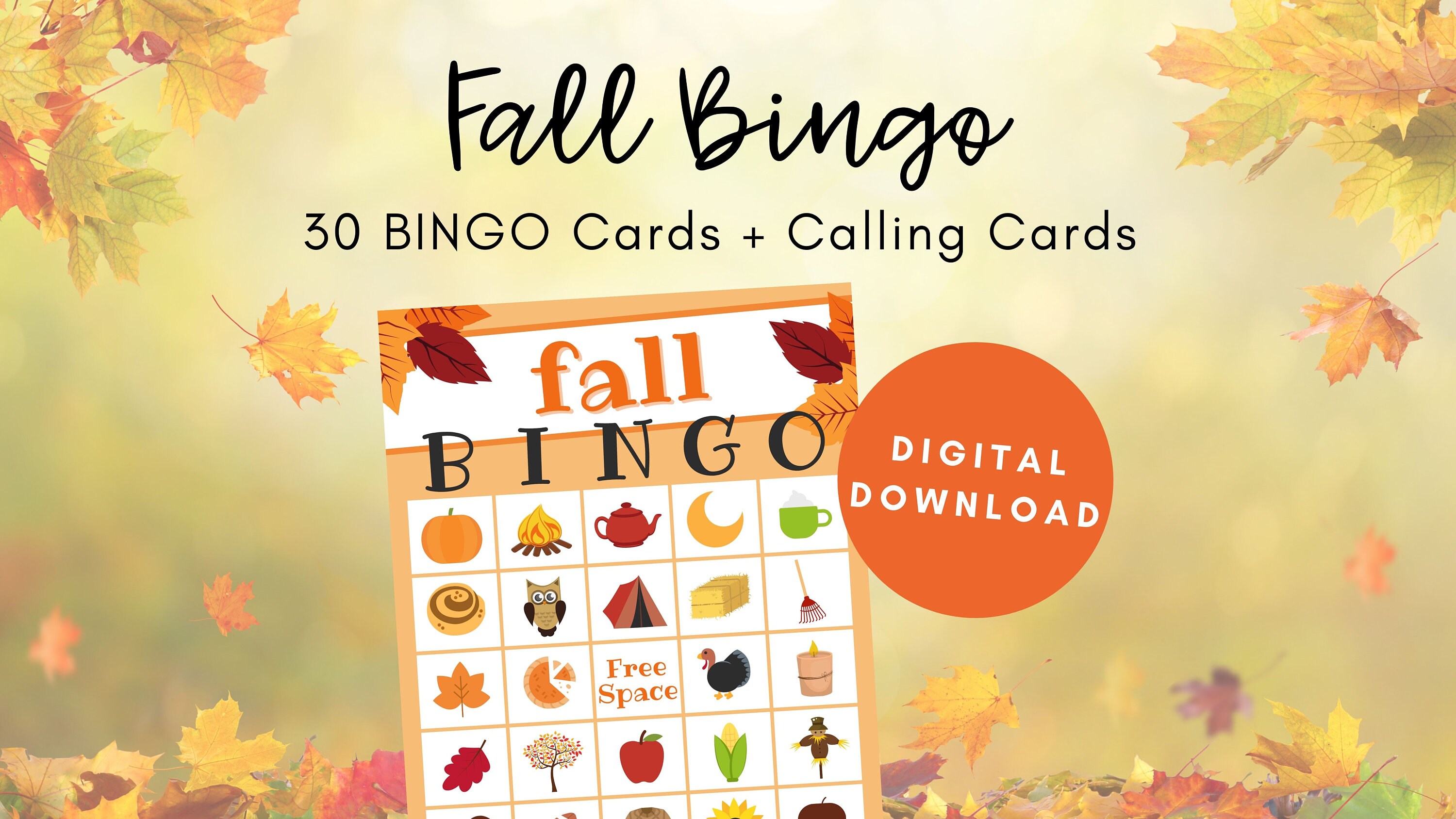 Fall Bingo, Bingo Cards Printable, Bingo Fall Game, Bingo Game Download ...