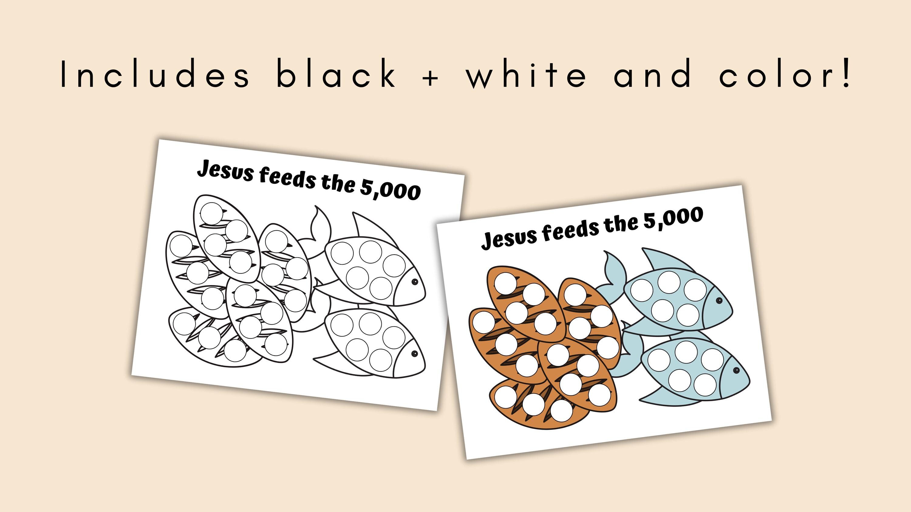 Jesus Feeds the 5000 Craft, Dot Marker Coloring, Do A Dot Preschool ...