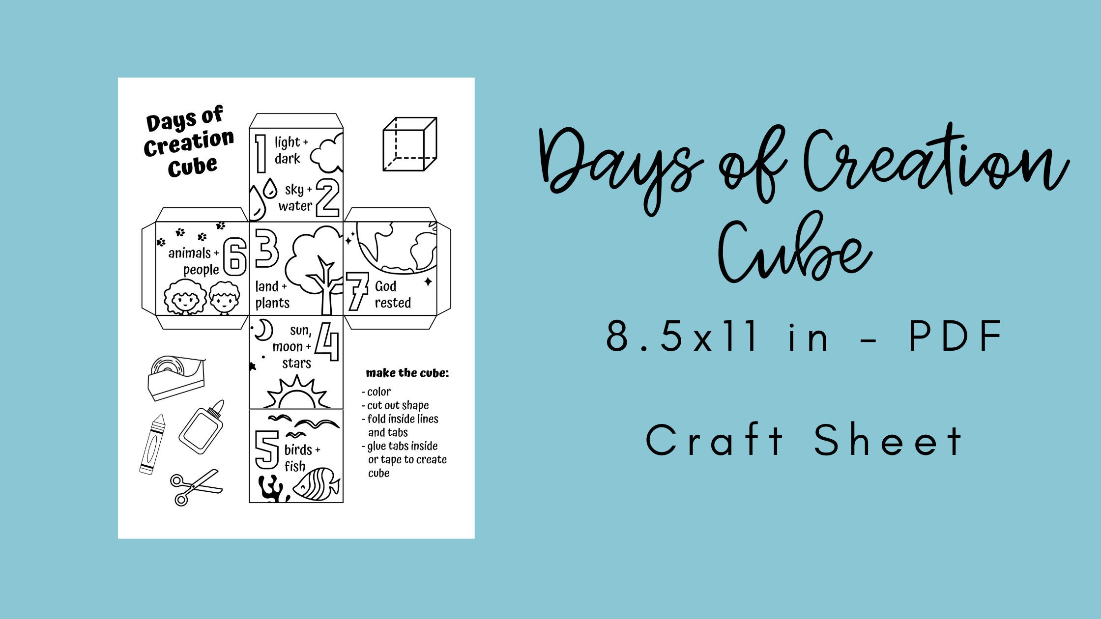 Days of Creation Cube, Christian Crafts, Crafts for Kids Printable ...