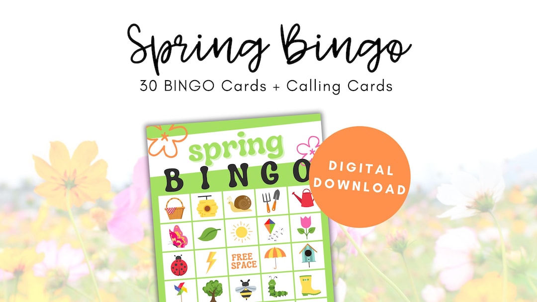 Spring Bingo, Spring Bingo Game for Kids, Bingo Cards Printable ...