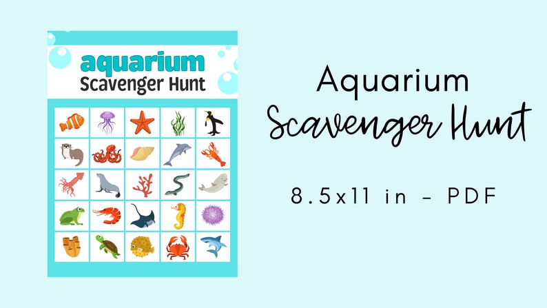 Aquarium Scavenger Hunt, Scavenger Hunt Kids, Ocean Worksheets, Field ...