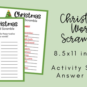 Christmas Word Scramble, Christmas Activity Sheet, Kids Printable ...