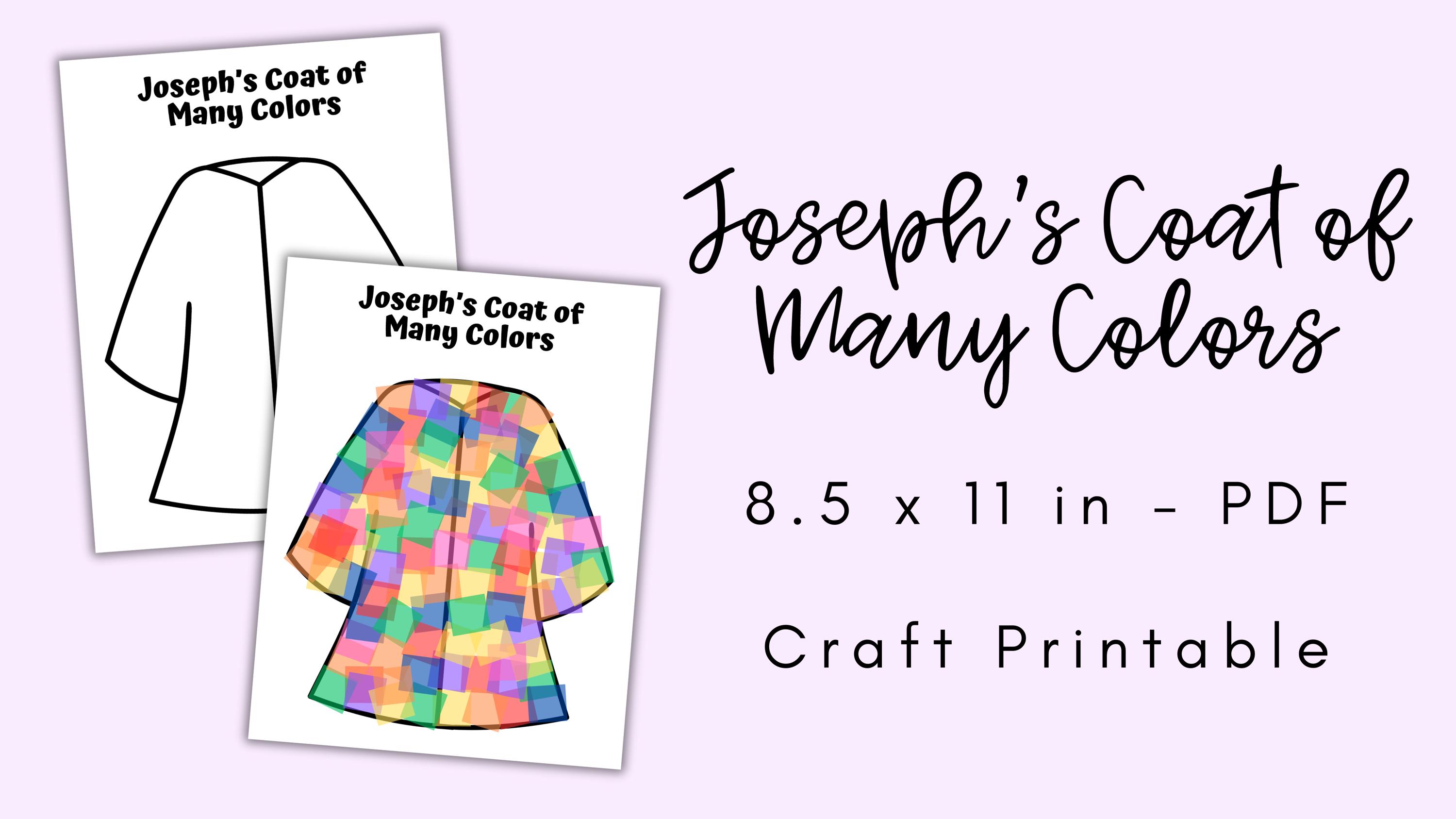 Joseph's Coat of Many Colors Craft, Sunday School Craft Printable ...