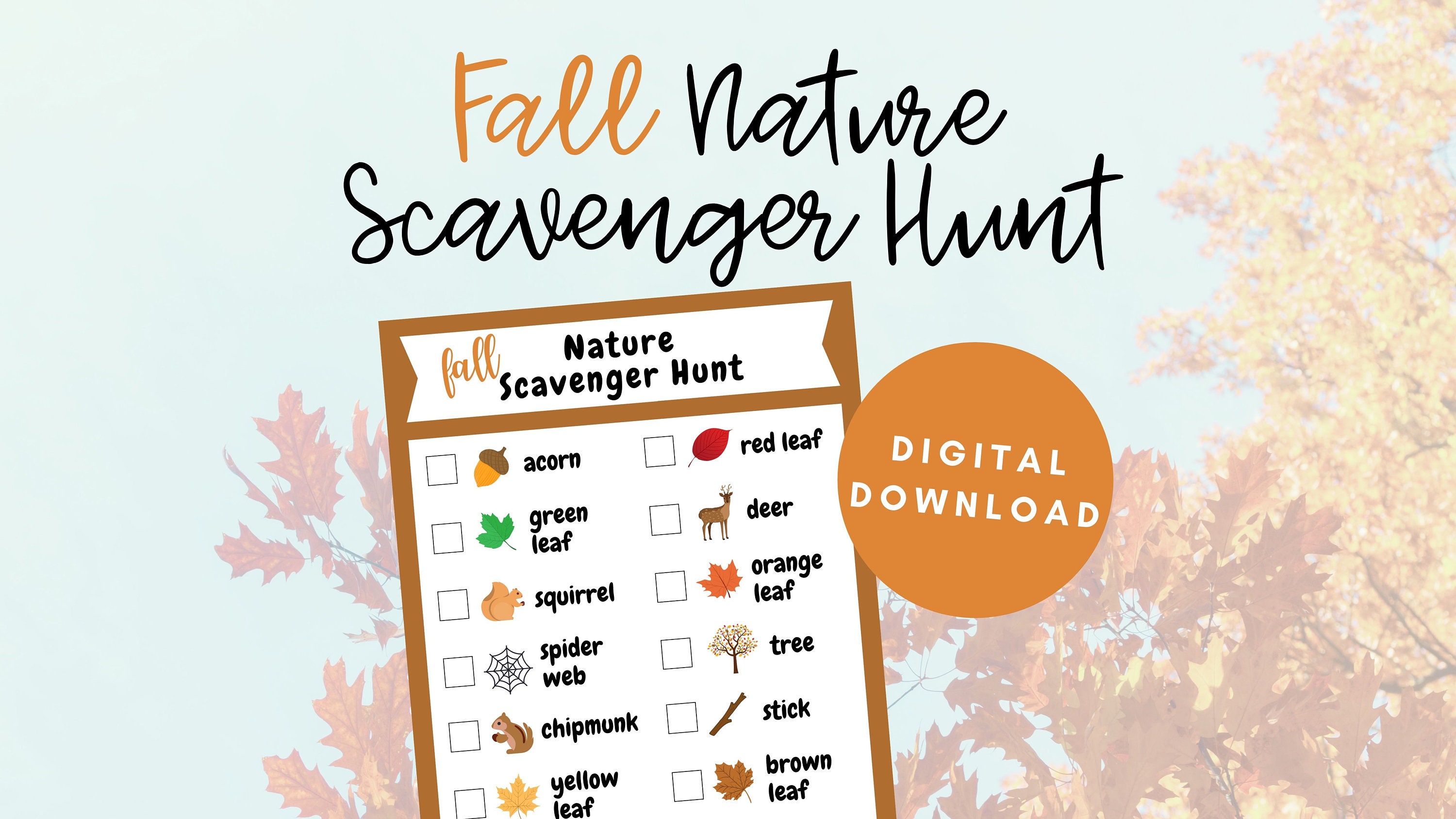 Fall Nature Scavenger Hunt, Scavenger Hunt Kids Outdoor, Backyard ...