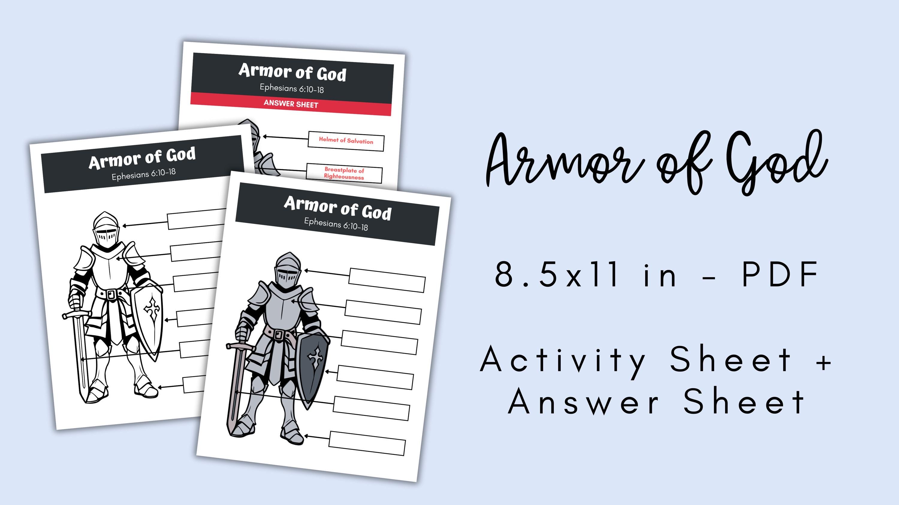 Armor of God Activity, Bible Story Activities for Kids, Sunday School ...