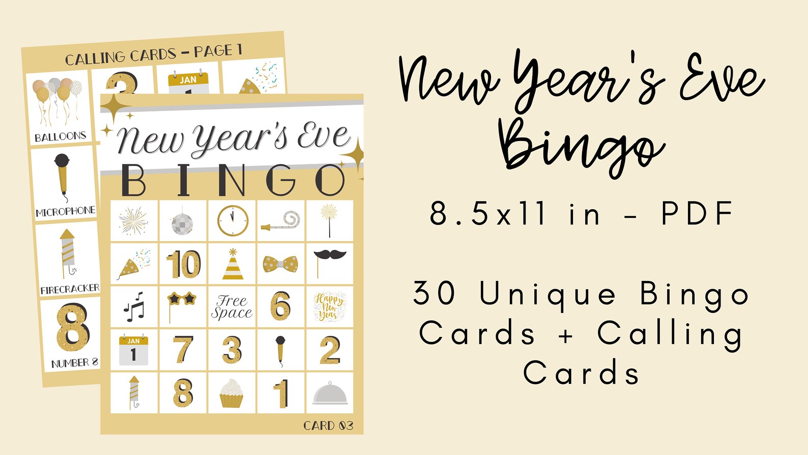 New Year's Eve Bingo, Bingo Cards Printable, New Years Eve Party, Bingo ...