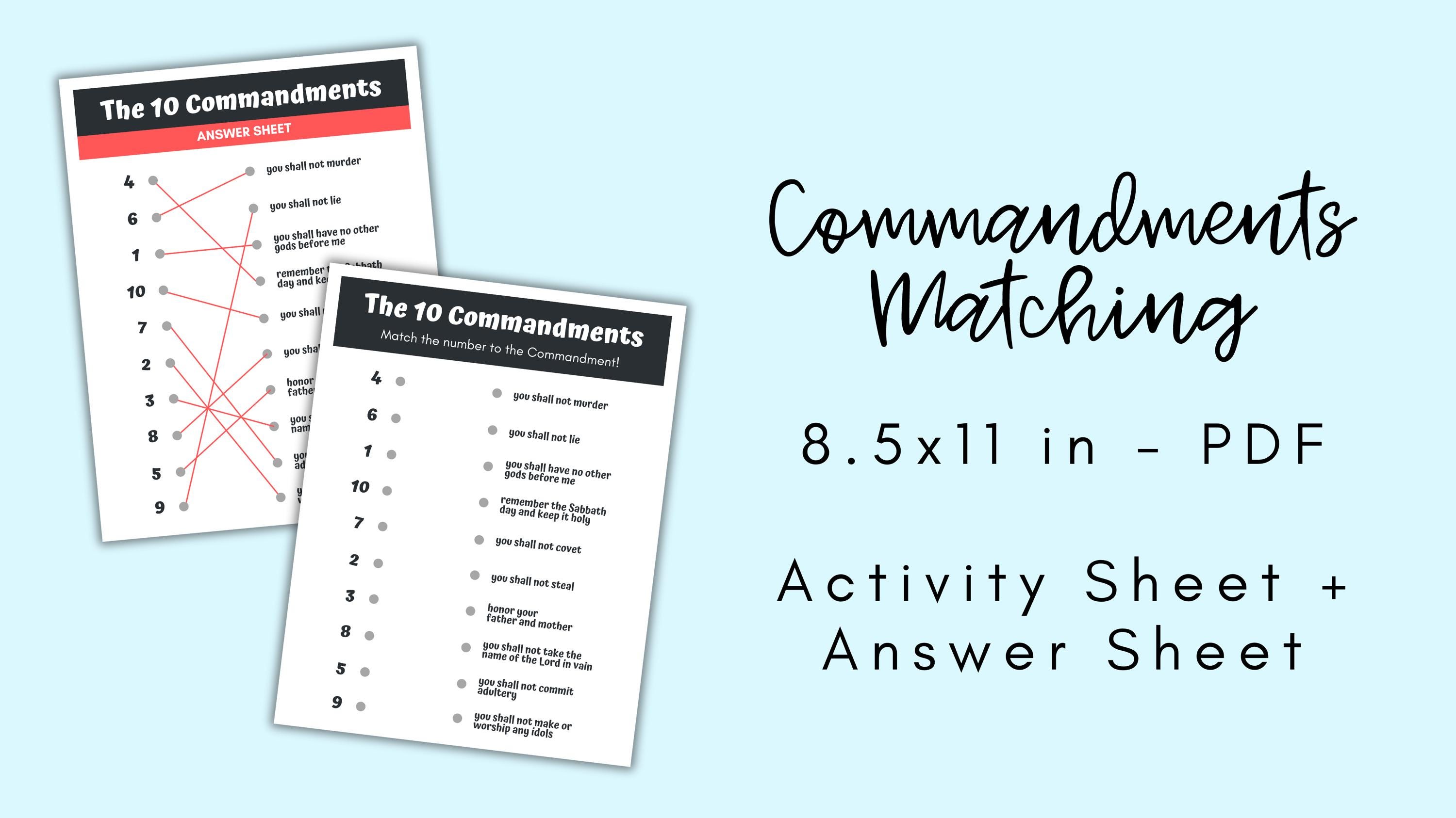 10 Commandments Activity, Bible Story Activities for Kids, Sunday ...