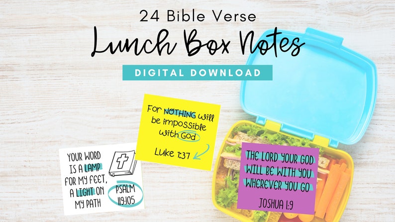 Bible Verse Lunch Box Notes Christian Lunch Box Printable - Etsy