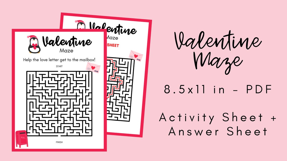 Valentine Maze, Valentine Activity, Kids Printable Activities ...