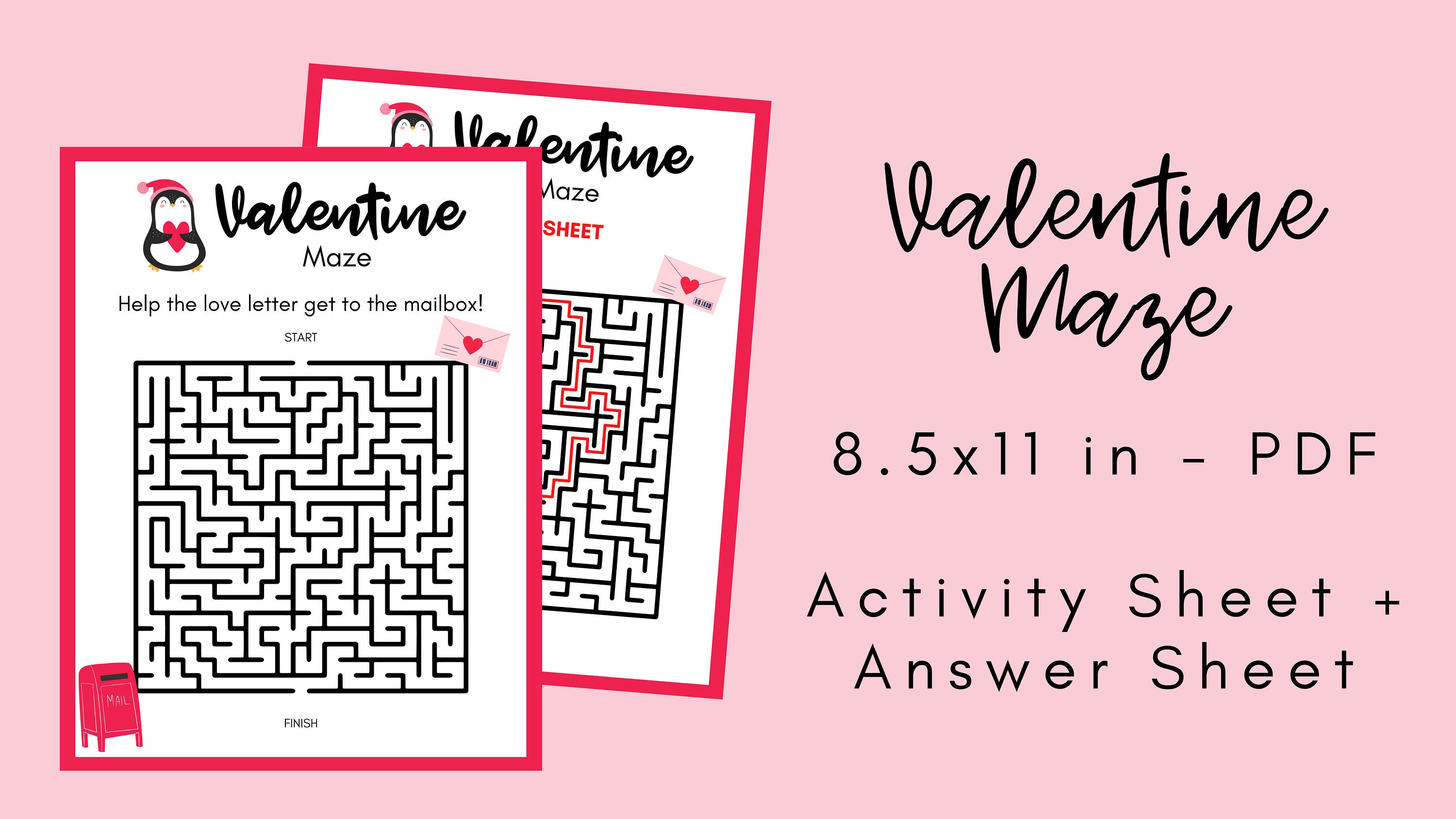 Valentine Maze, Valentine Activity, Kids Printable Activities ...