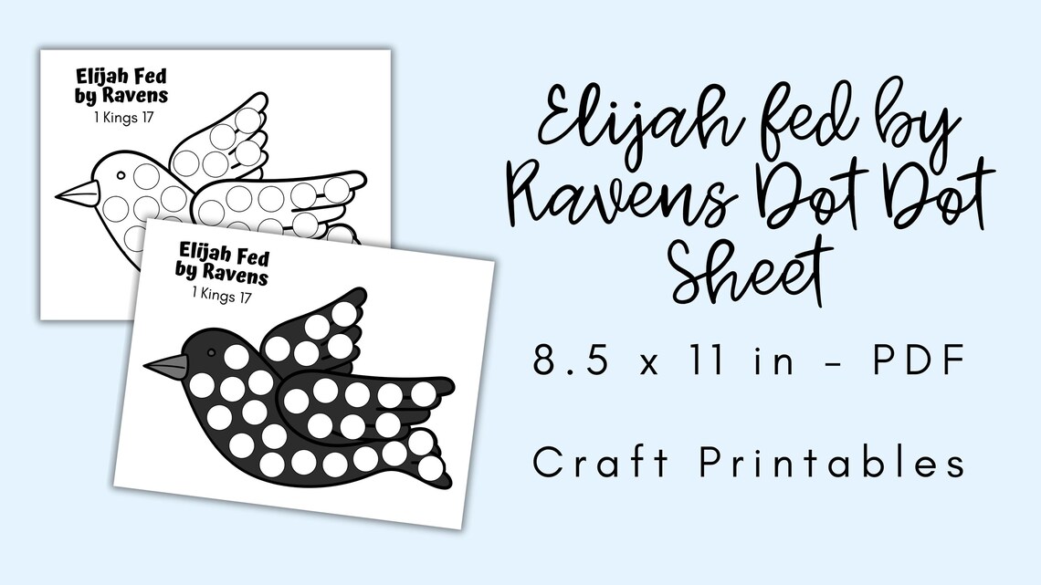Elijah Fed by Ravens Dot Dot Sheet, Elijah Bible Craft, Dot Marker ...