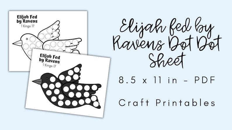 Elijah Fed by Ravens Dot Dot Sheet, Elijah Bible Craft, Dot Marker ...
