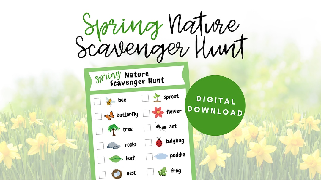 Spring Nature Scavenger Hunt, Scavenger Hunt Kids Outdoor, Backyard ...