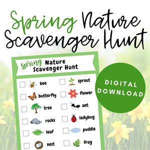 Spring Nature Scavenger Hunt, Scavenger Hunt Kids Outdoor, Backyard ...