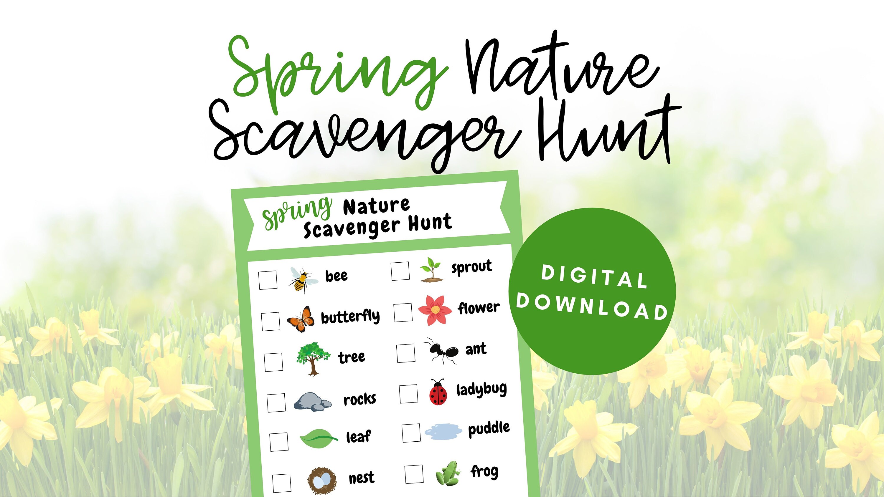 Spring Nature Scavenger Hunt, Scavenger Hunt Kids Outdoor, Backyard ...