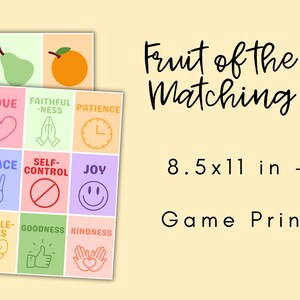 Fruit of the Spirit Matching Game Cards, Memory Matching Game ...