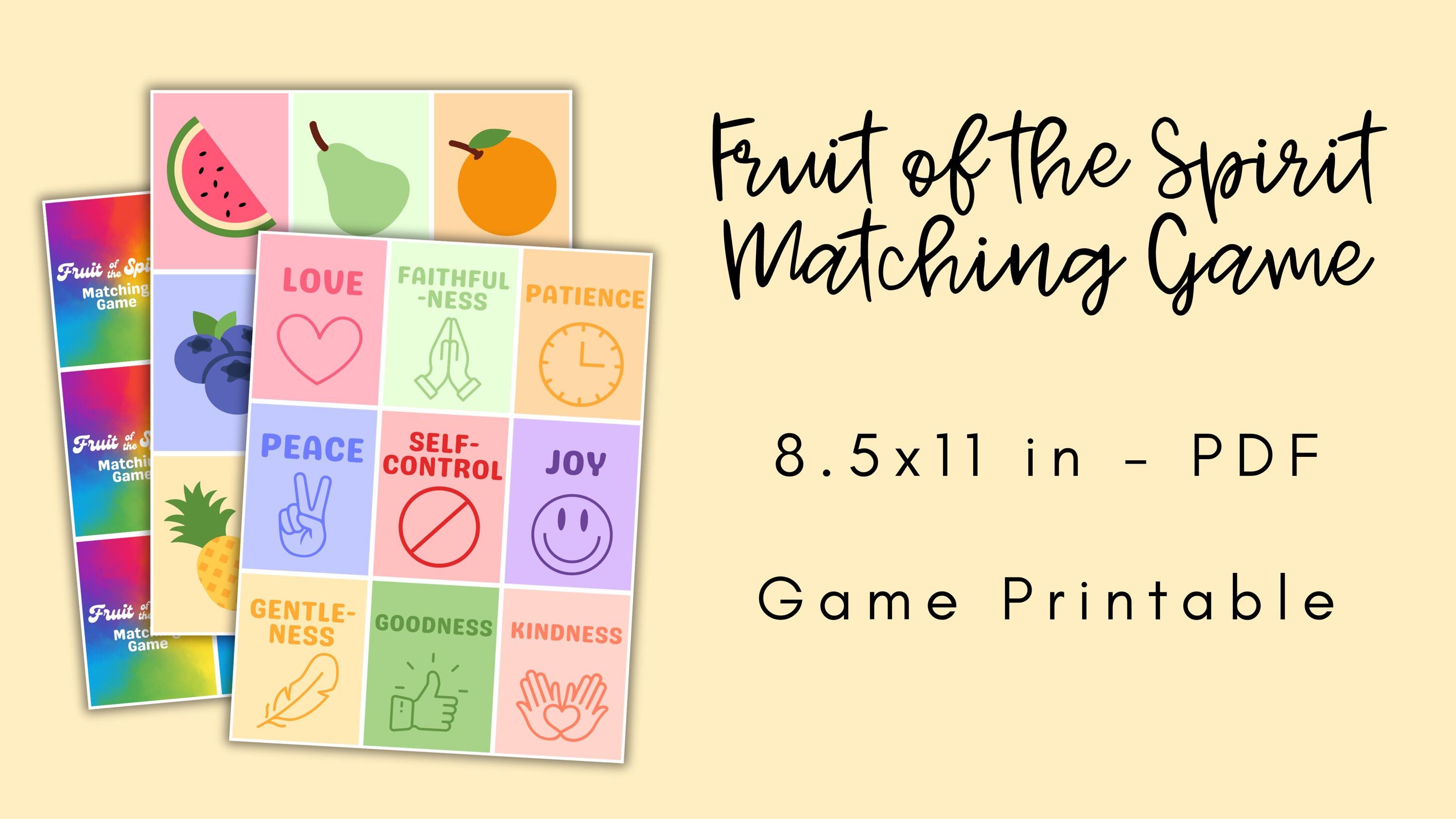 Fruit of the Spirit Matching Game Cards, Memory Matching Game ...