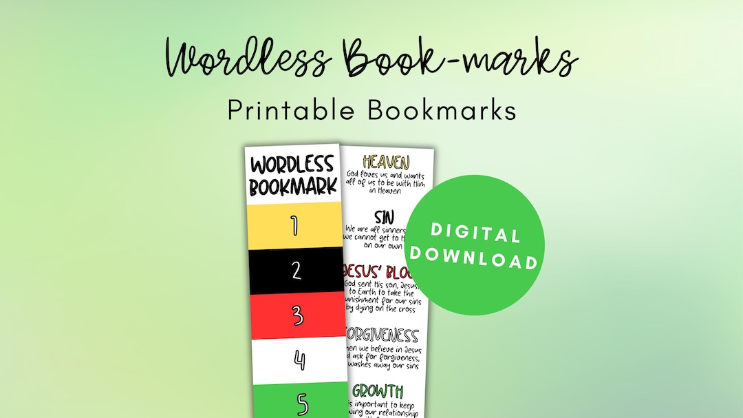 Wordless Book Bookmark, Colors of Salvation, Sunday School Printables ...