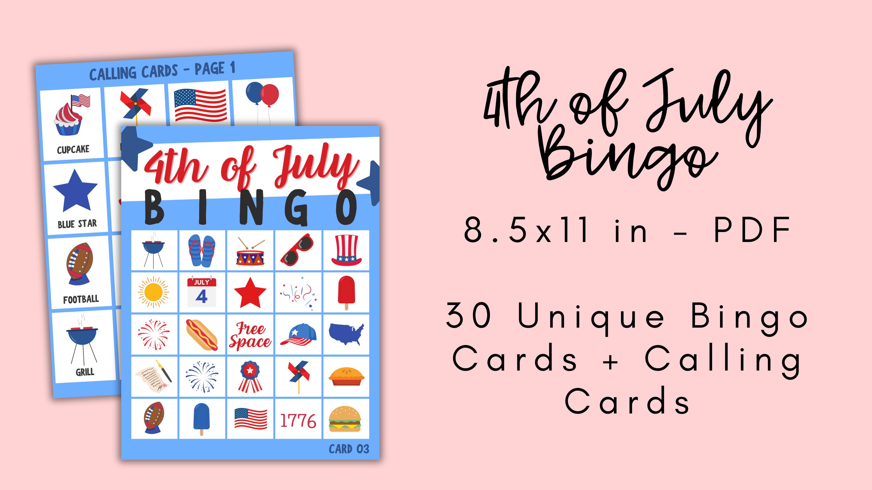 4th of July Bingo, Bingo Cards Printable, Independence Day Game ...