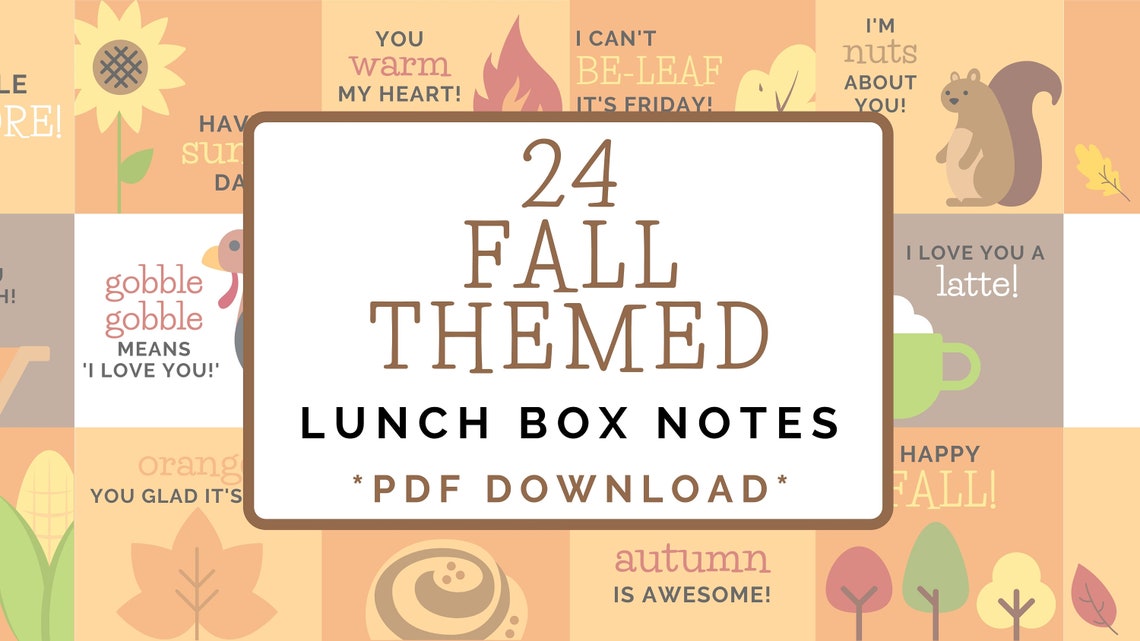 Fall Lunch Box Notes, Lunch Box Jokes, Printable, Lunch Box Notes for ...