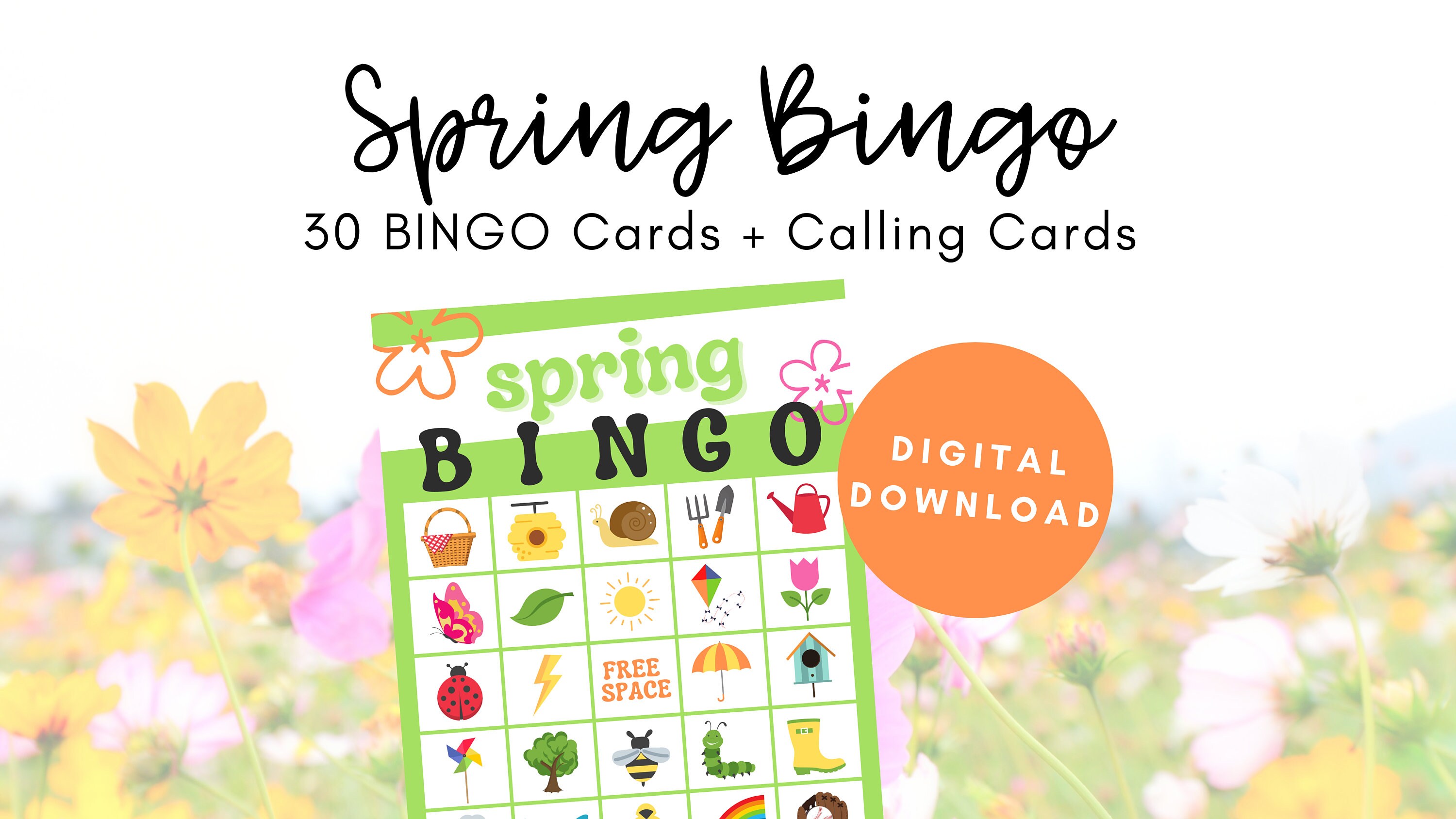 Spring Bingo, Bingo Cards Printable, Bingo Game, Bingo Game Download ...