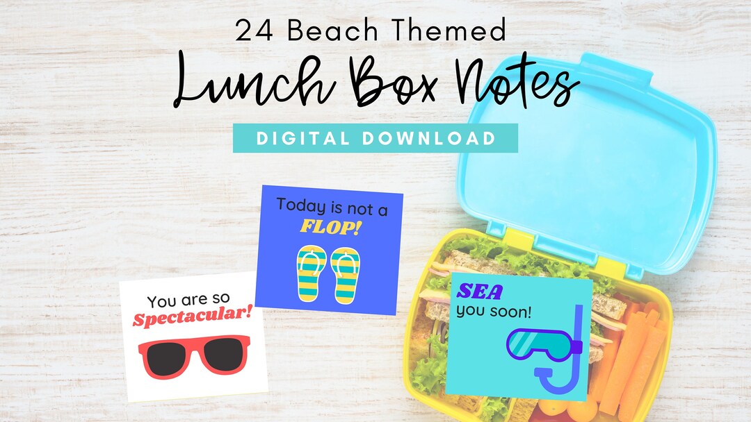 Beach Themed Lunch Box Notes, Lunch Box Jokes, Printable, Lunch Box ...