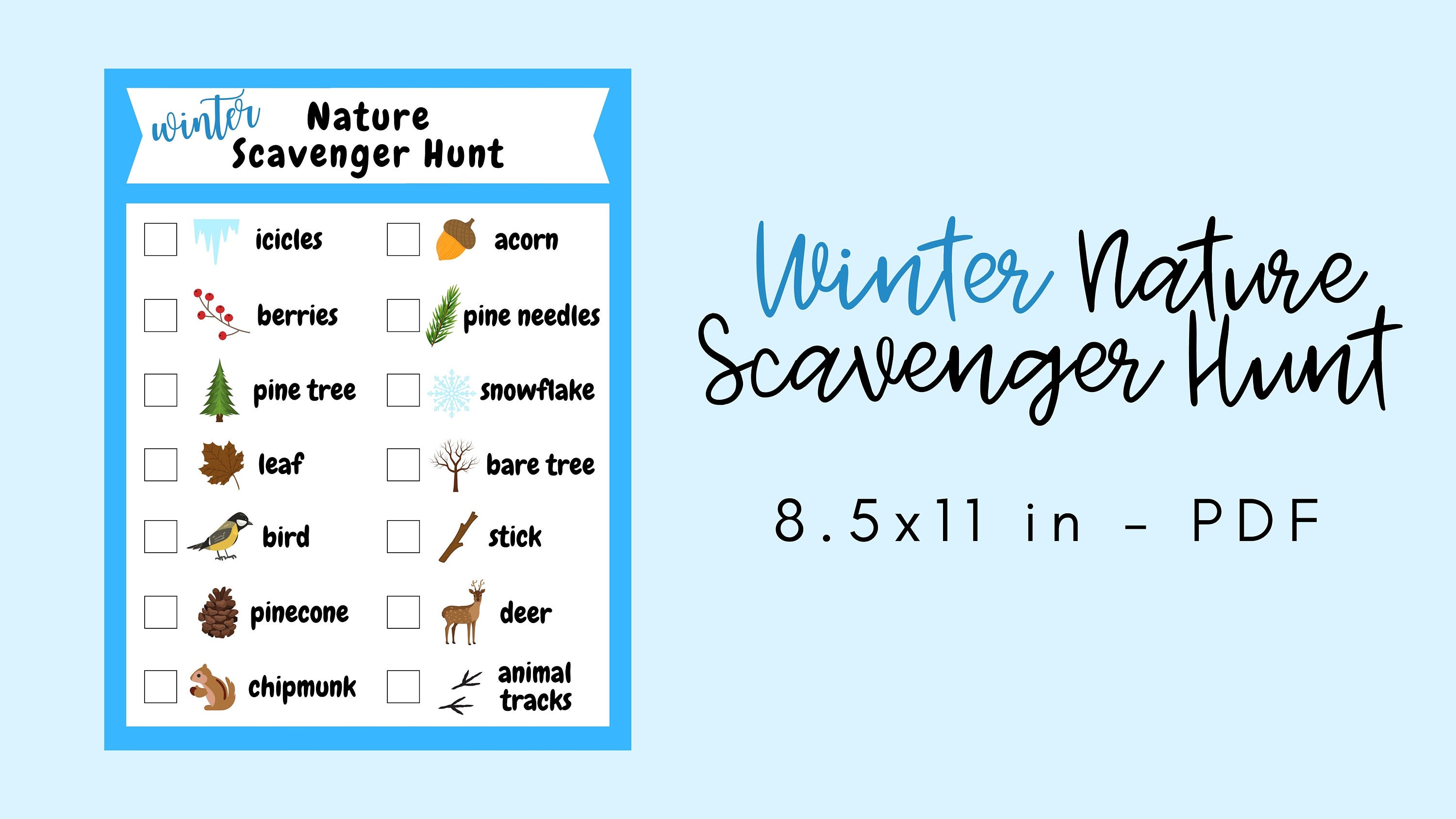 Winter Nature Scavenger Hunt, Scavenger Hunt Kids Outdoor, Backyard ...