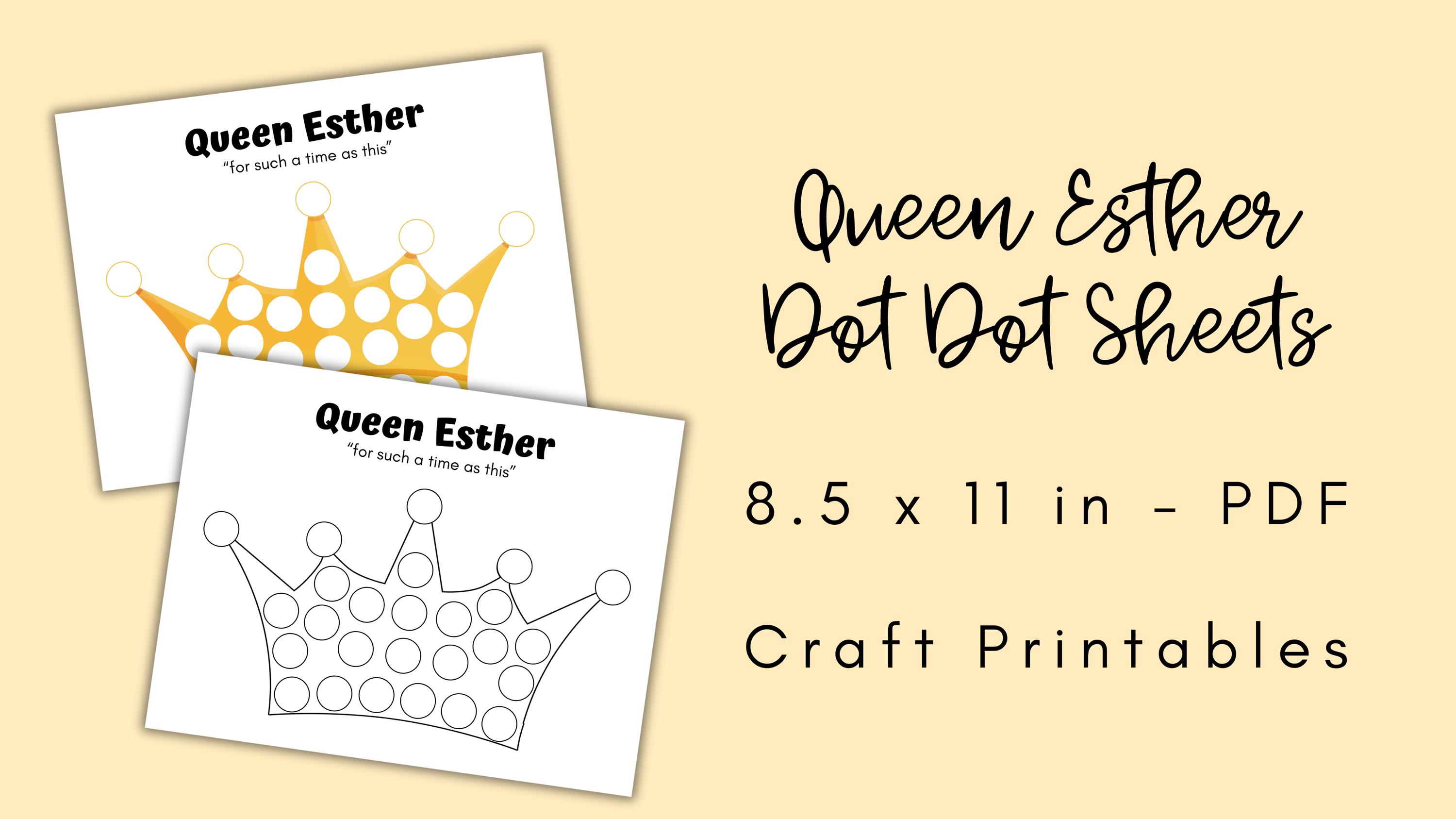 Esther Bible Craft, Queen Esther, Dot Dot Sheet, Dot Marker Page, Do A ...