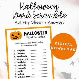 Halloween Word Scramble, Halloween Activity Sheets, Kids Printable ...