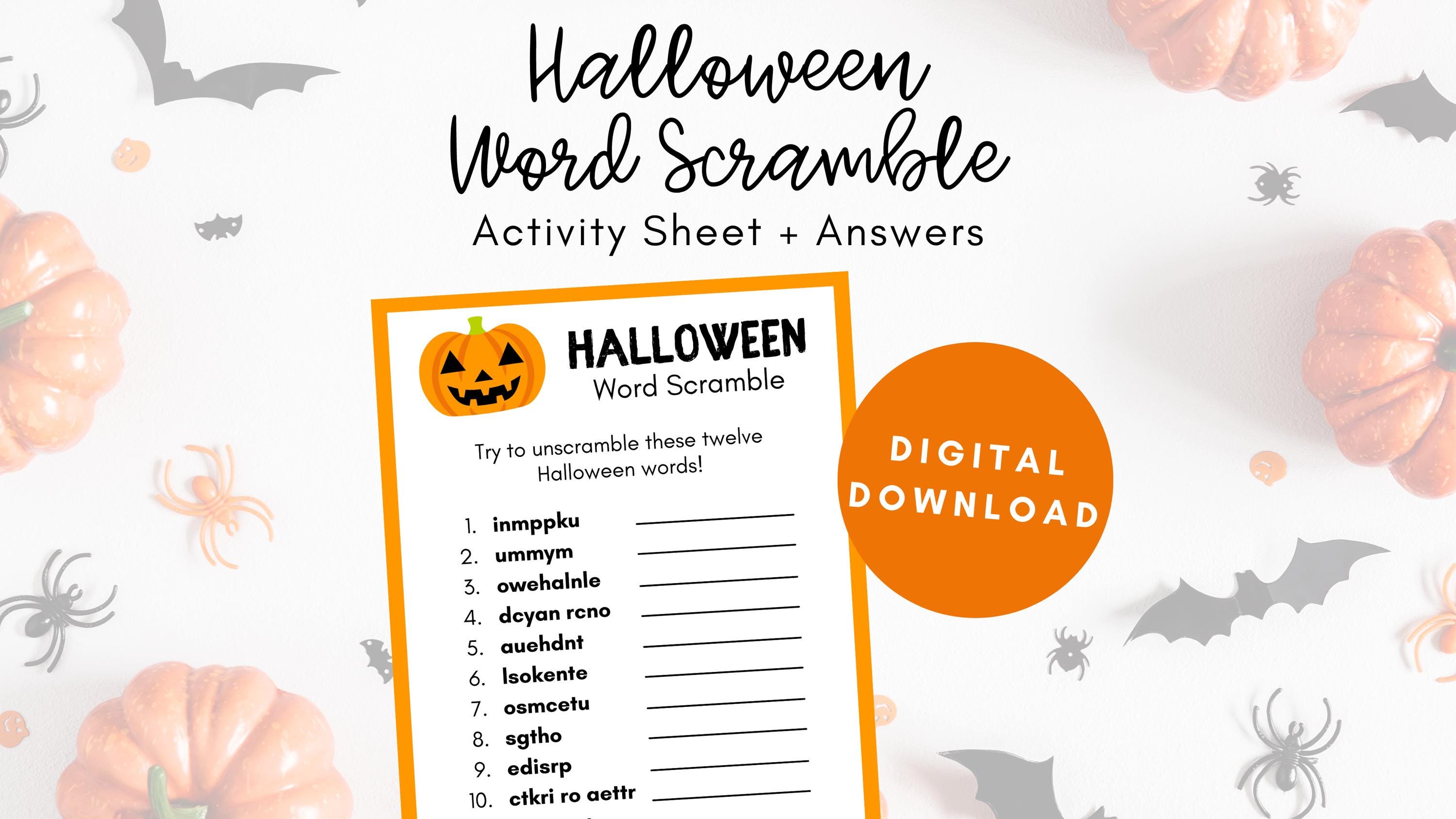 Halloween Word Scramble, Halloween Activity Sheets, Kids Printable ...