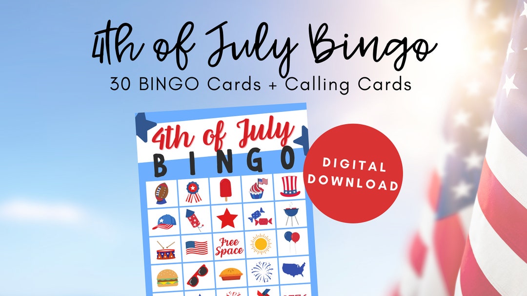 4th of July Bingo, Bingo Cards Printable, Independence Day Game, Bingo ...