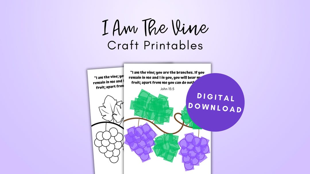 I Am the Vine Craft, Sunday School Craft Printable, Christian ...