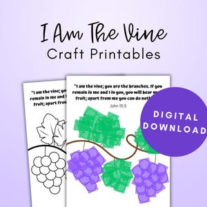 I Am the Vine Craft, Sunday School Craft Printable, Christian ...