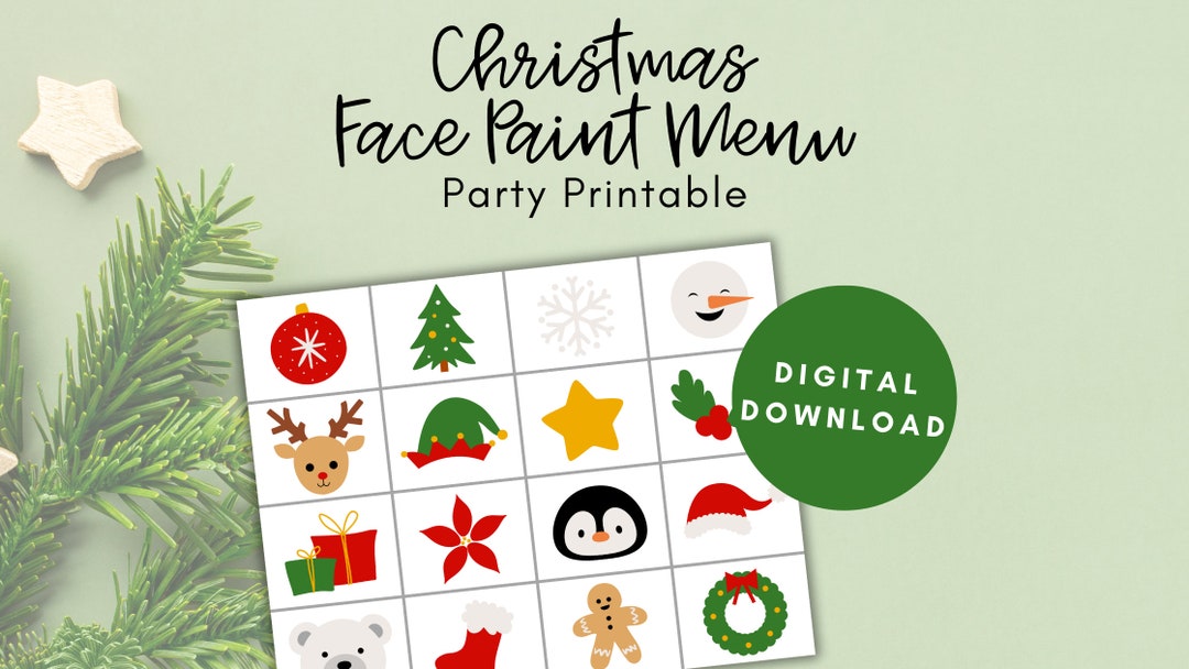 Christmas Face Paint Menu, Face Painting Design, Party Printable, Party ...