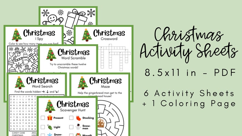 Christmas Activity Pack, Christmas Activity Sheets, Kids Printable ...
