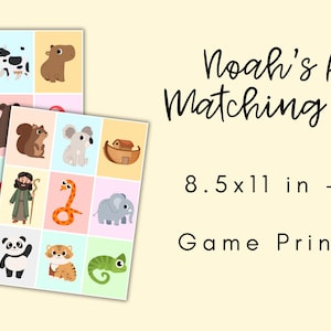 Noah's Ark Matching Game Cards, Memory Match Game, Christian Printables ...