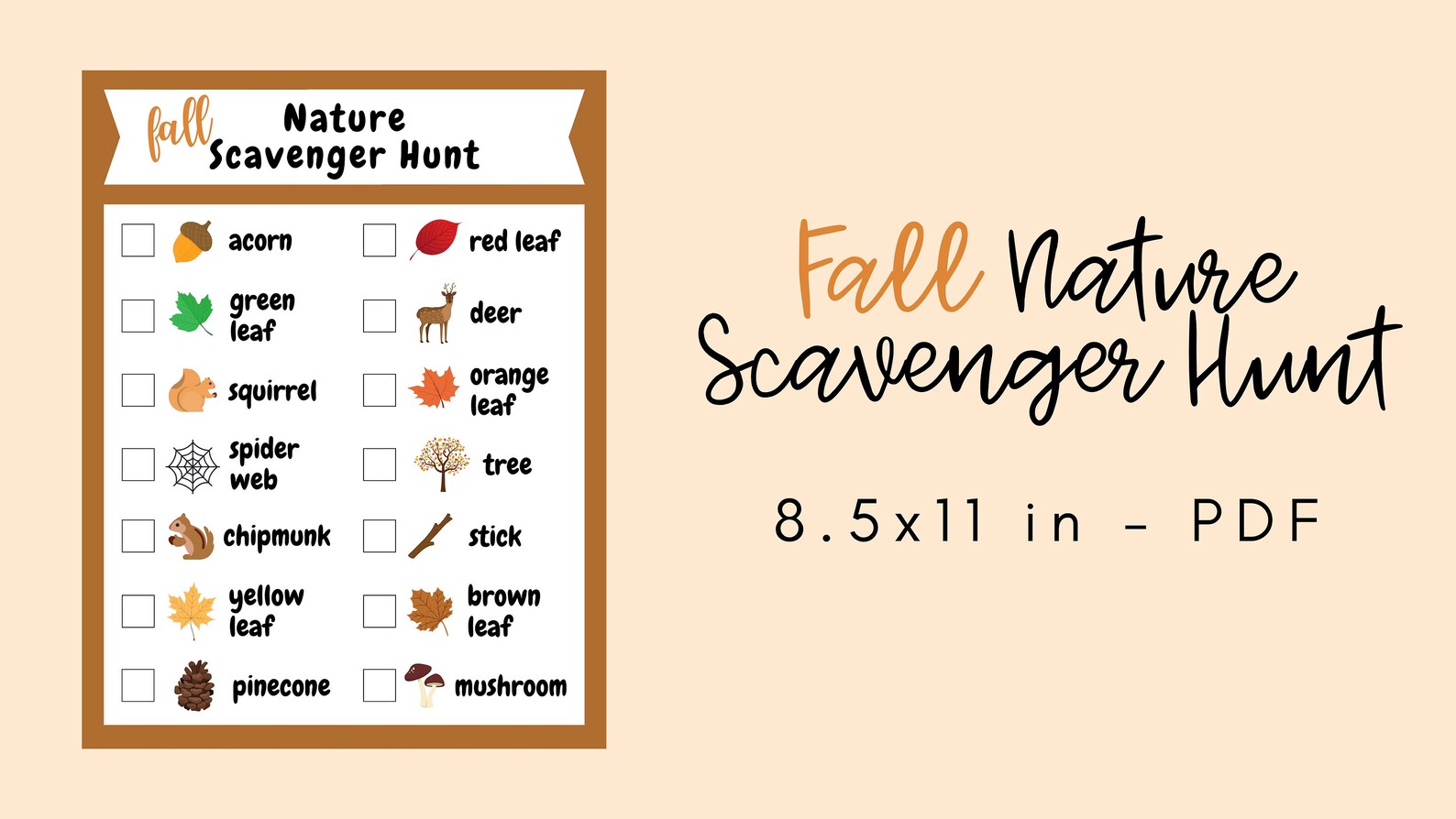 Fall Nature Scavenger Hunt, Scavenger Hunt Kids Outdoor, Backyard ...