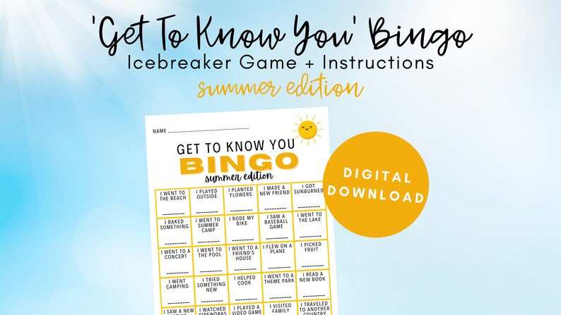 Get to Know You Bingo, Summer Activity, Icebreaker Game, Icebreaker ...