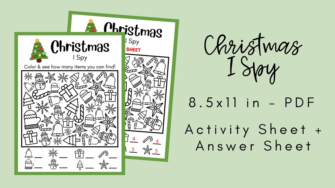 Christmas I Spy, Christmas Activity Sheets, Seek and Find, Kids ...
