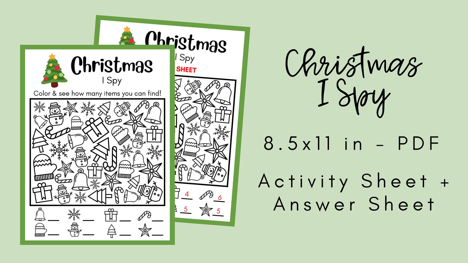Christmas I Spy, Christmas Activity Sheets, Seek and Find, Kids ...
