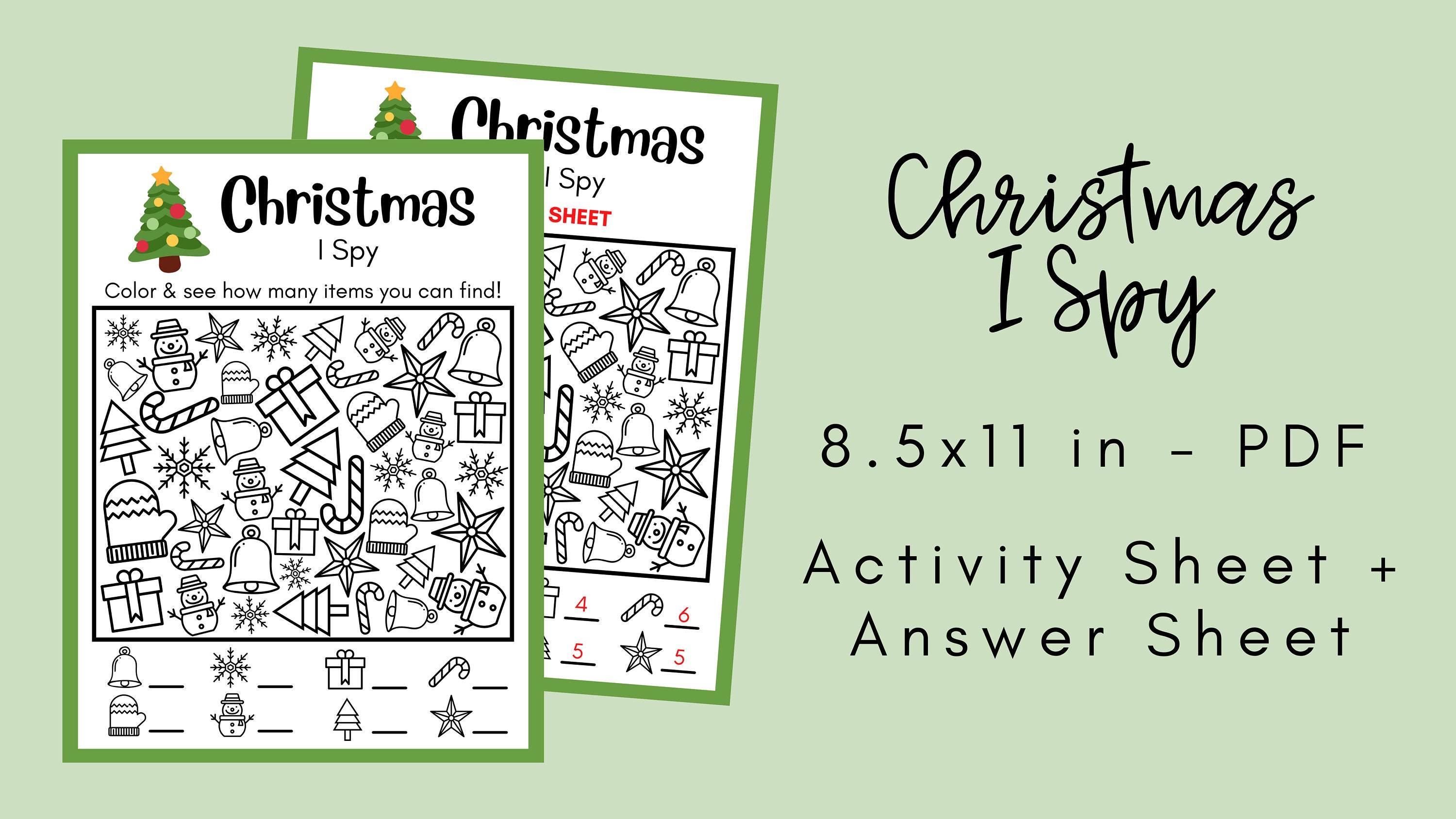 Christmas I Spy, Christmas Activity Sheets, Seek and Find, Kids ...