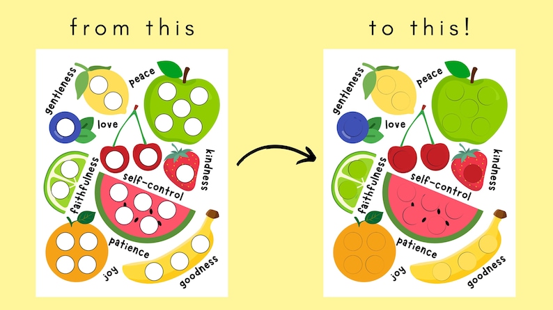 Fruit of the Spirit Dot Dot Sheet, Dot Marker Page, Do A Dot Printable ...