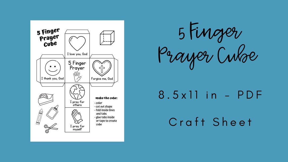 5 Finger Prayer Cube Christian Crafts Crafts for Kids - Etsy