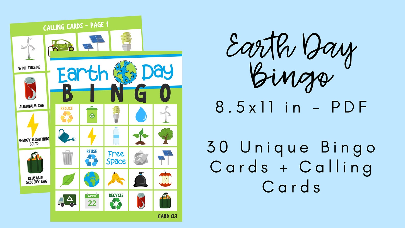 Earth Day Bingo Bingo Cards Printable Bingo Game Bingo Game - Etsy
