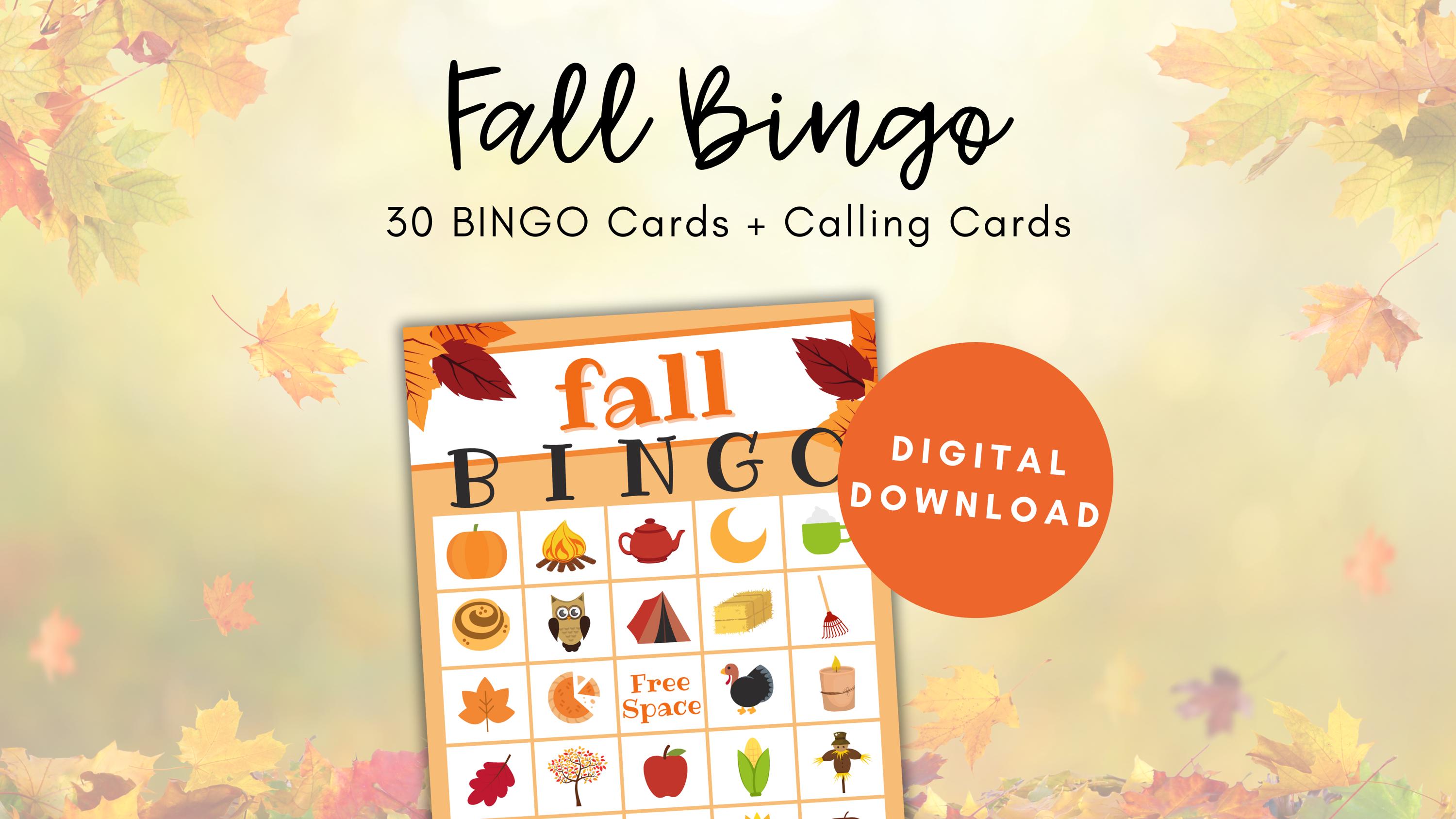 Fall Bingo, Bingo Cards Printable, Fall Games, Printable Bingo Game ...